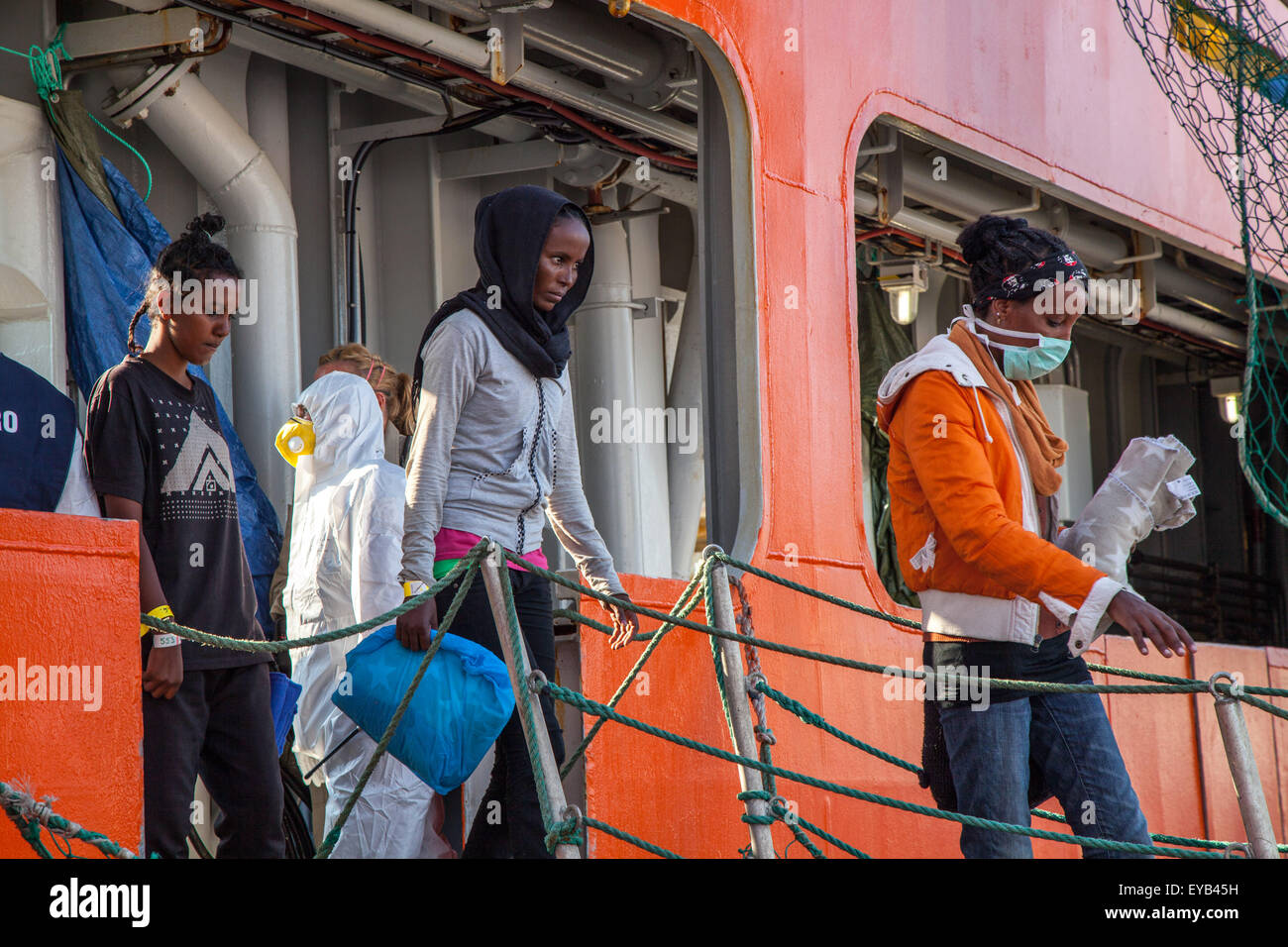 Palermo, Italy. 25th July, 2015. Women and children are among the ...