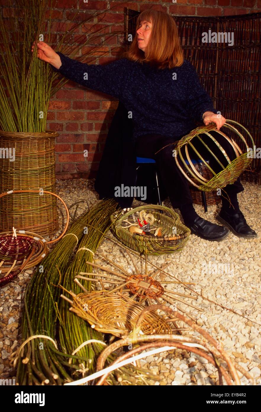 Spring Fair, Belfast, Ireland; Woman Weaving A Basket Stock Photo - Alamy
