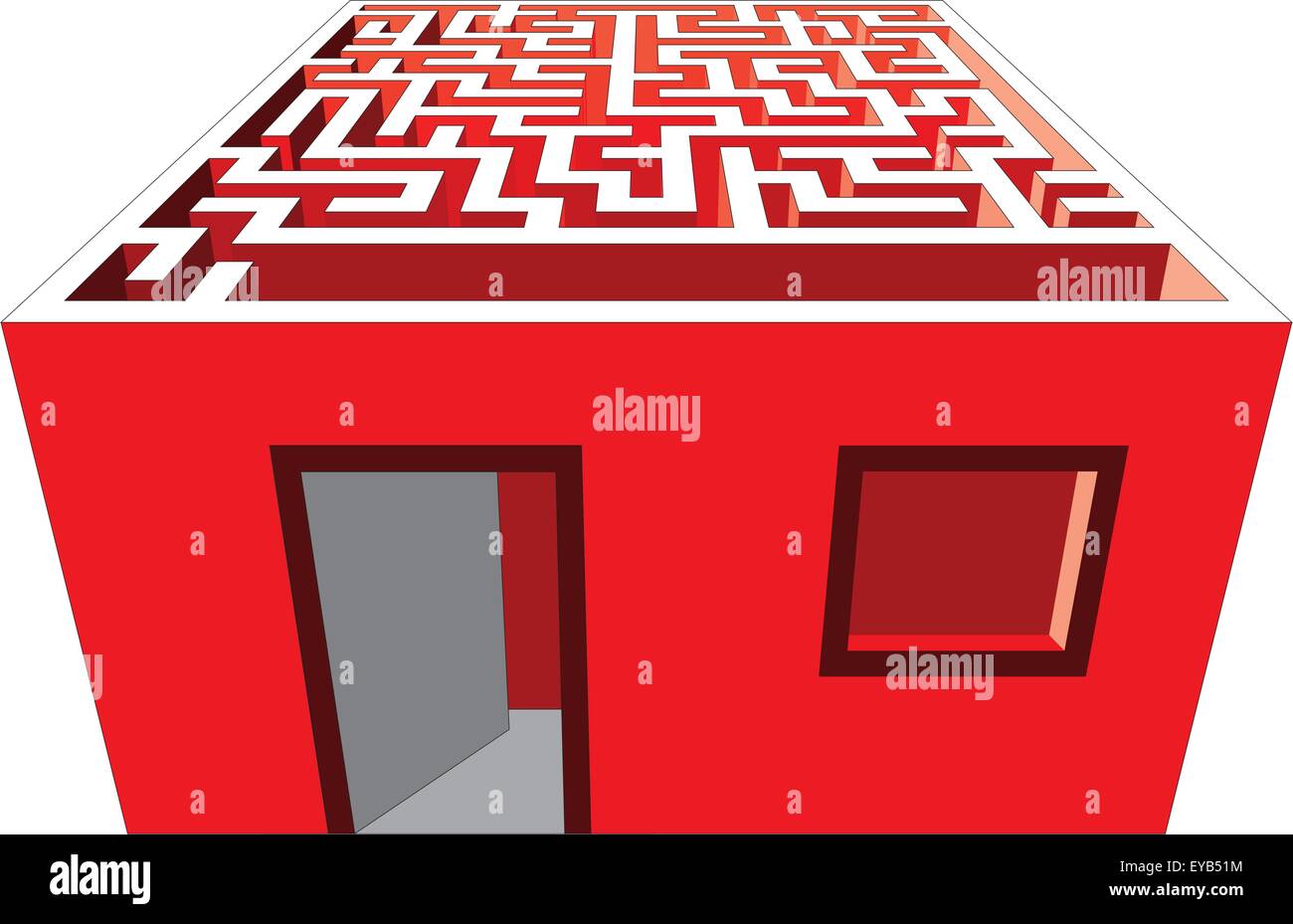 Vector illustration of complicated maze house Stock Vector Image & Art ...