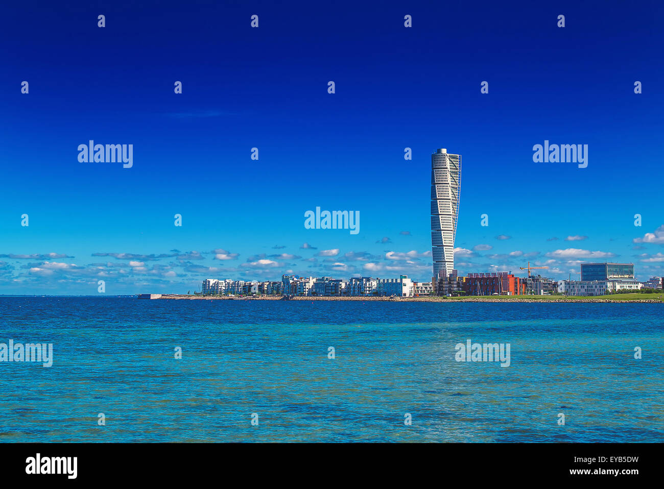 MALMO, SWEDEN - JUNE 26, 2015: Malmo West Harbor Oresund Area Cityscape ...