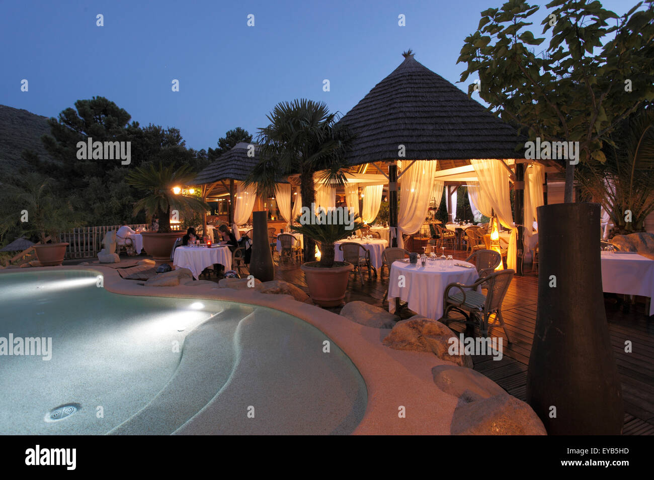 romantic dinner near the pool Stock Photo - Alamy