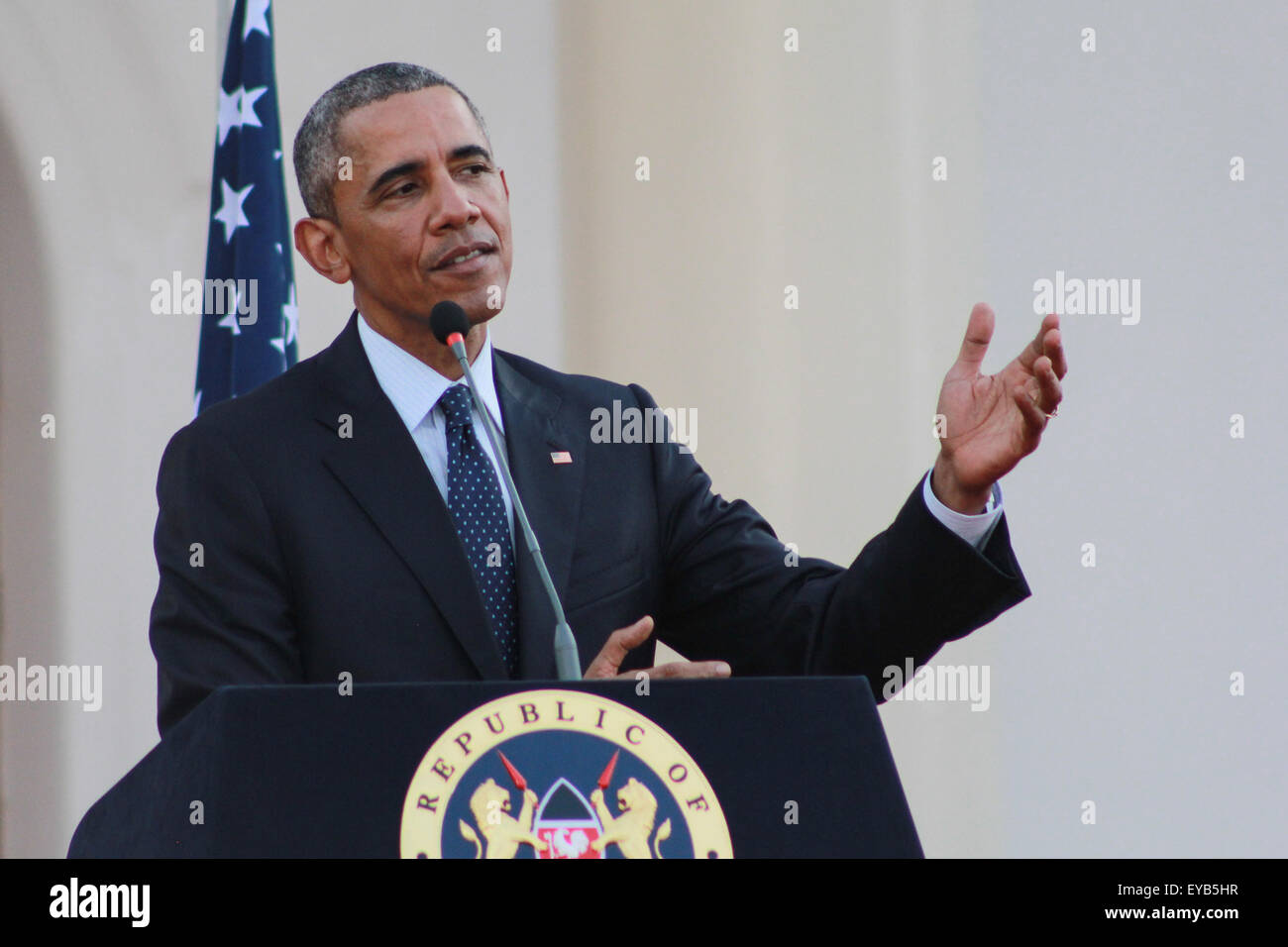 Kenya. 25th July, 2015. US President Barack Obama speaks during a joint ...