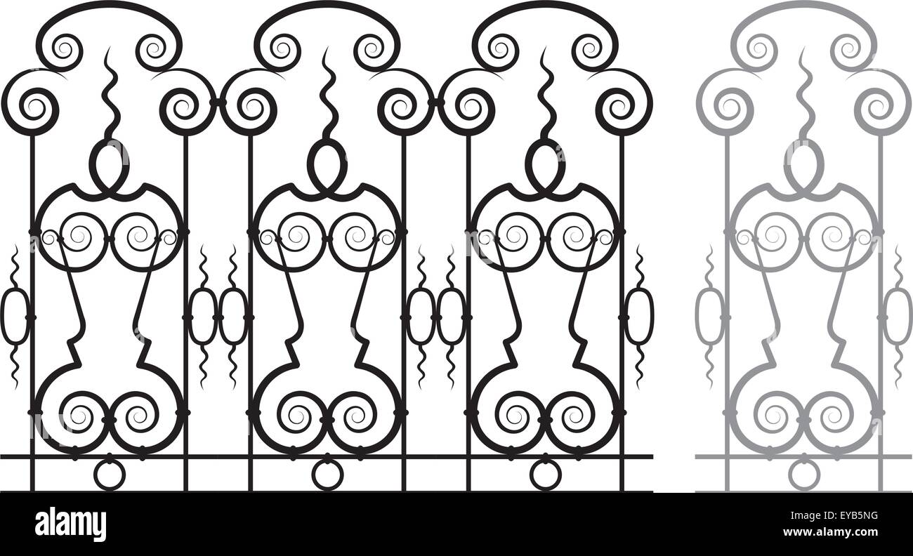 Wrought iron fence floral Stock Vector Images - Alamy