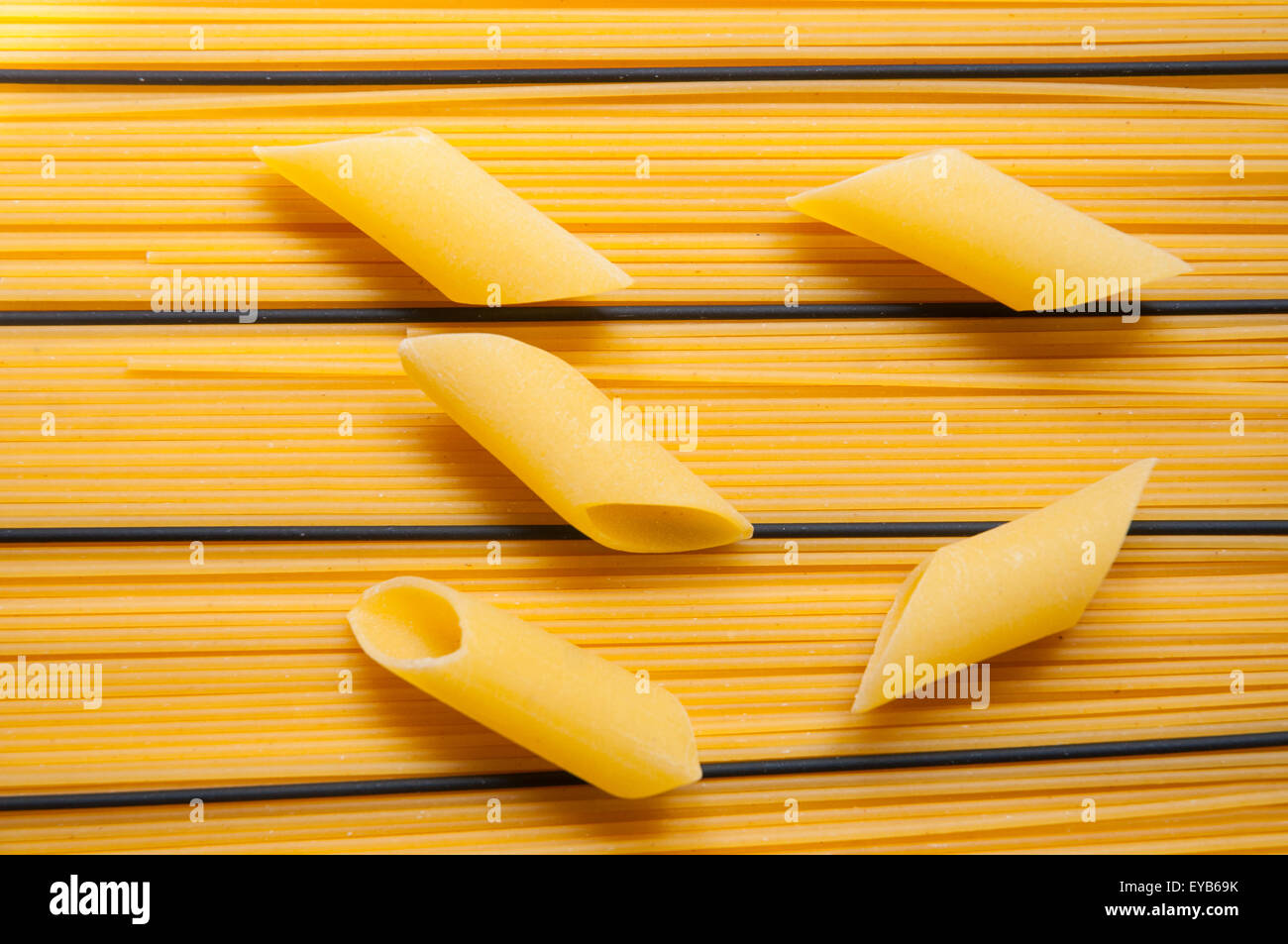 Pasta composition made of macaroni and spaghetti Stock Photo - Alamy