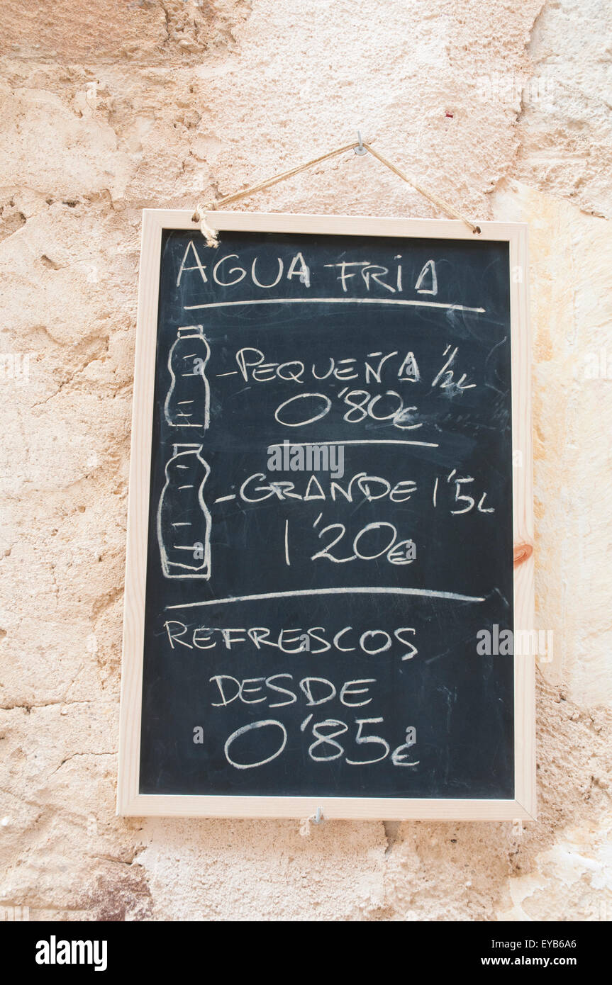 Soft drinks menu board Stock Photo - Alamy