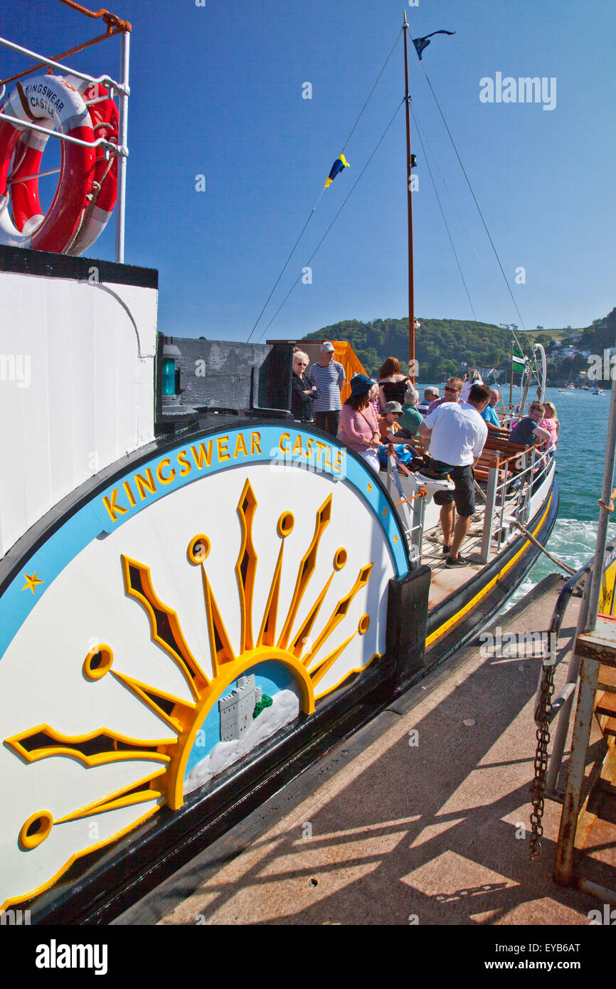 The restored paddle steamer 'Kingswear Castle' berthing at the pontoon ...