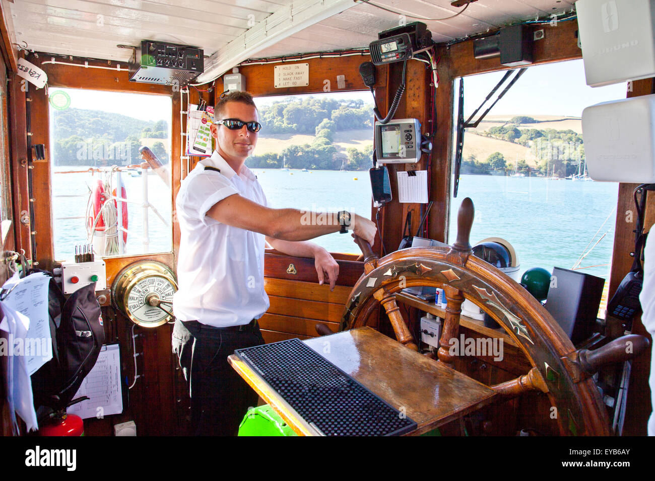 Captain Richard Swinglehurst on the bridge of restored paddle steamer ...
