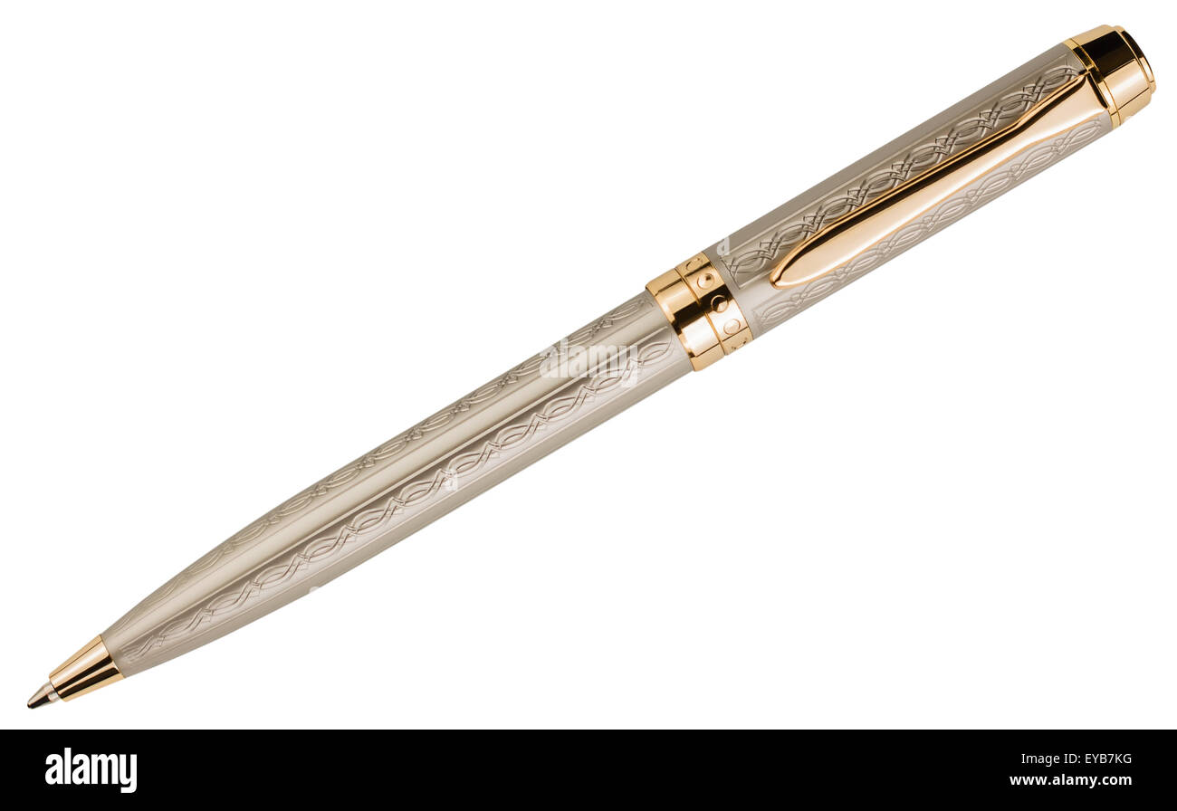 the gold pen isolated on white background Stock Photo - Alamy