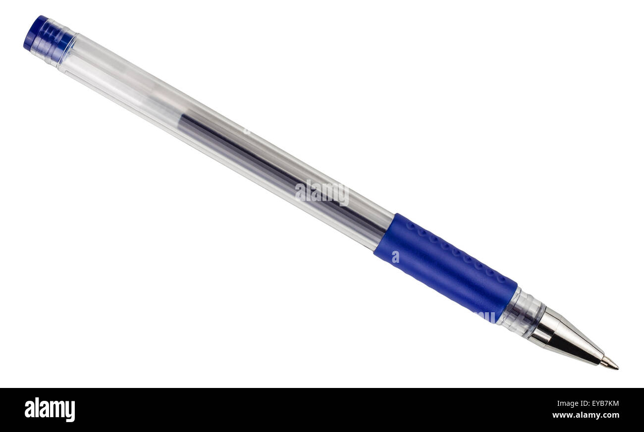 the blue pen isolated on the white background Stock Photo - Alamy