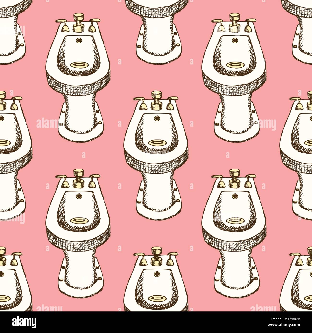 Sketch bidet in vintage style, vector seamless pattern Stock Vector ...