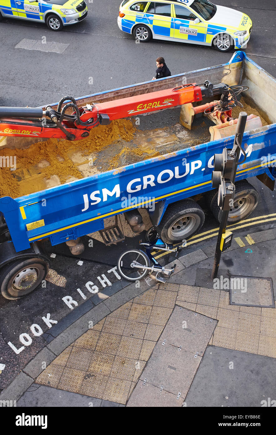 A bicycle accident with an HGV turning left just outside the Barbican ...