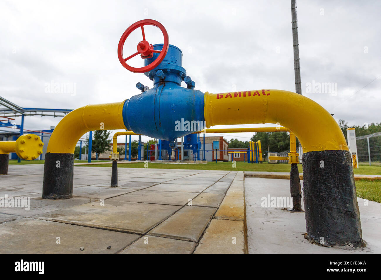 Oil and gas processing plant pipe line valves Stock Photo - Alamy
