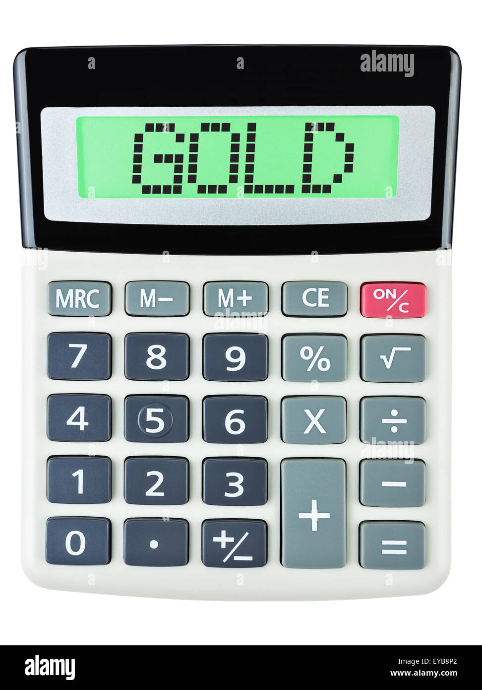Calculator with GOLD on display isolated on white background Stock ...