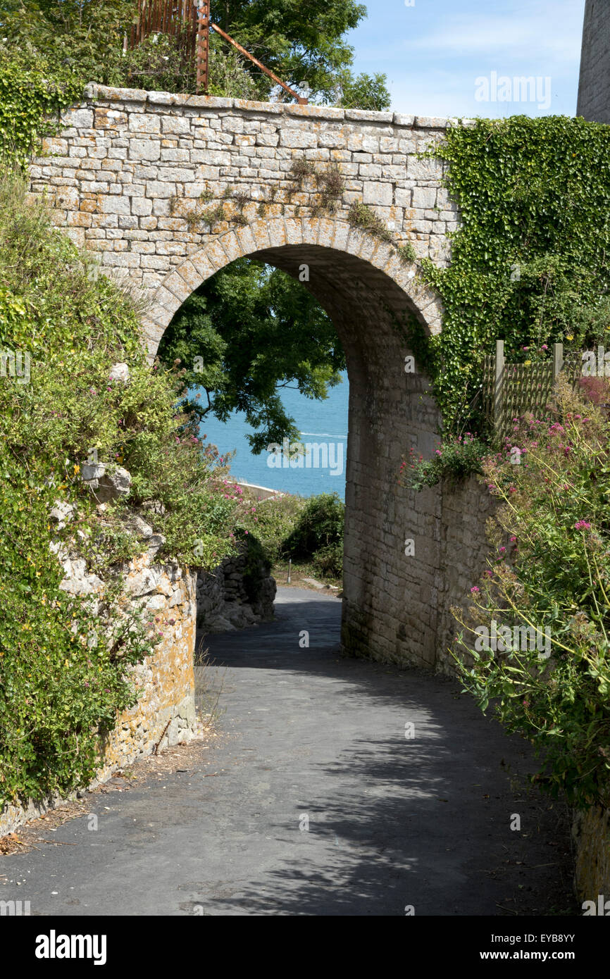 View through the round-arched bridge leading to Rufus Castle on the ...