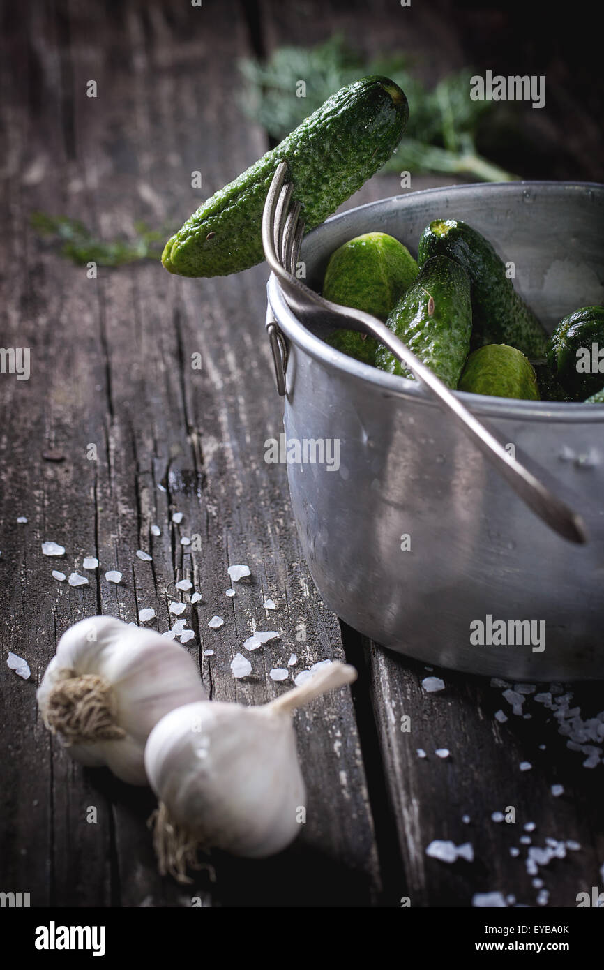 Preparation of low-salt pickled cucumbers Stock Photo - Alamy