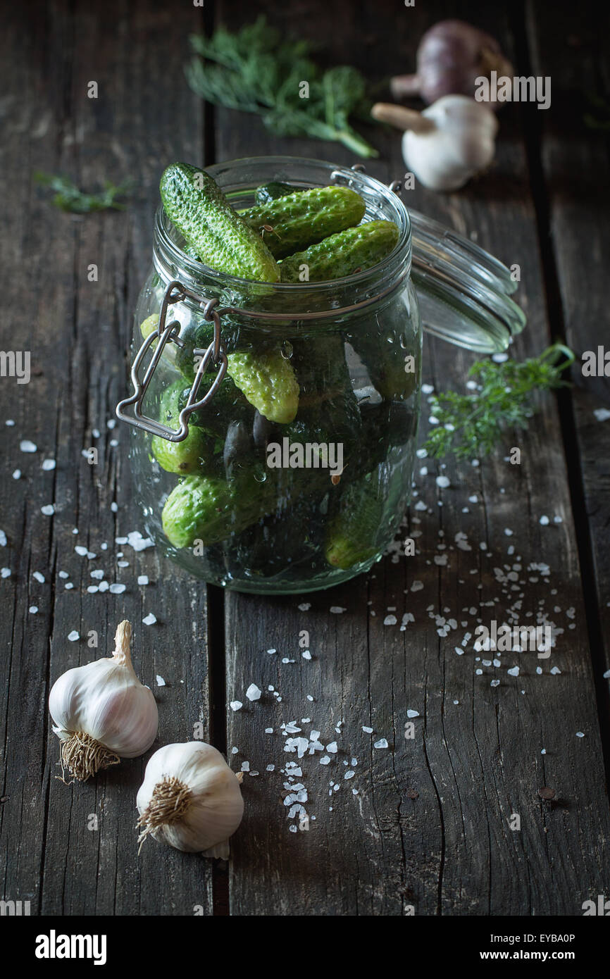 Preparation of low-salt pickled cucumbers Stock Photo - Alamy