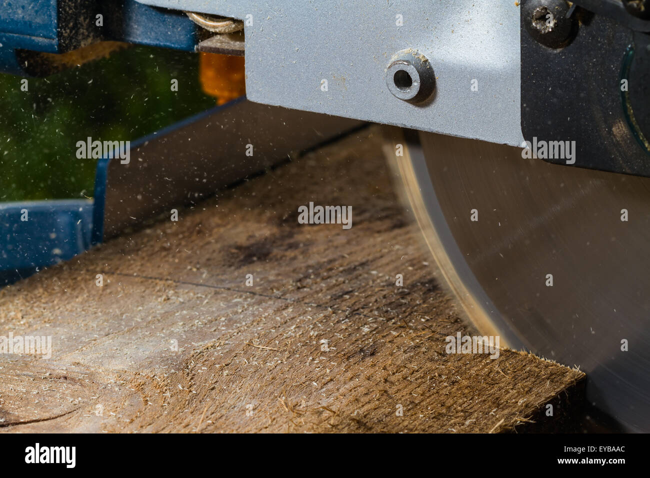 cutting boards with pendular circular saw Stock Photo - Alamy