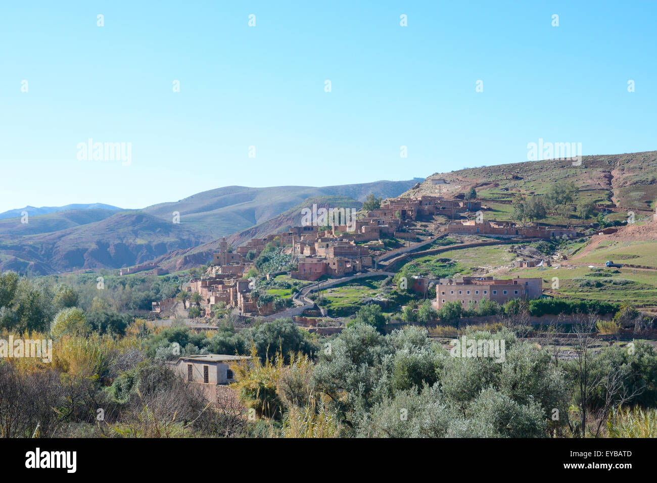 A Berber village on a road trip to the Atlas mountains in Morocco Stock ...