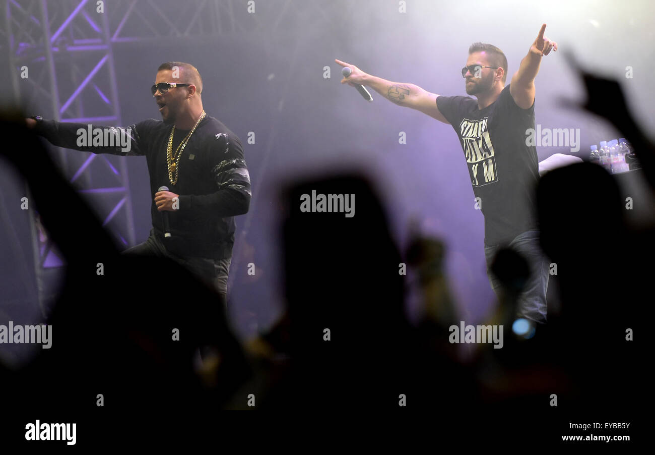 A picture made available on 26 July 2015 shows rapper Kollegah (r ...