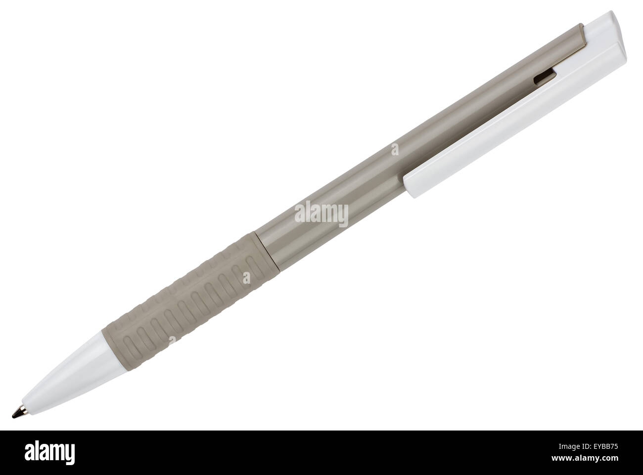 the gray and white ballpoint pen isolated on white background Stock ...