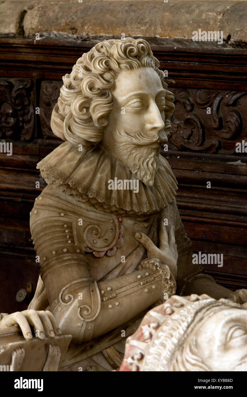 William Pope monument detail, All Saints Church, Wroxton, Oxfordshire ...