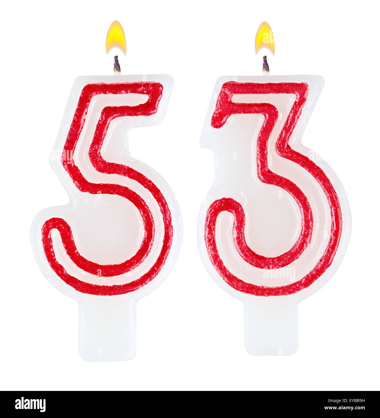 Birthday candles number fifty three isolated on white background Stock ...