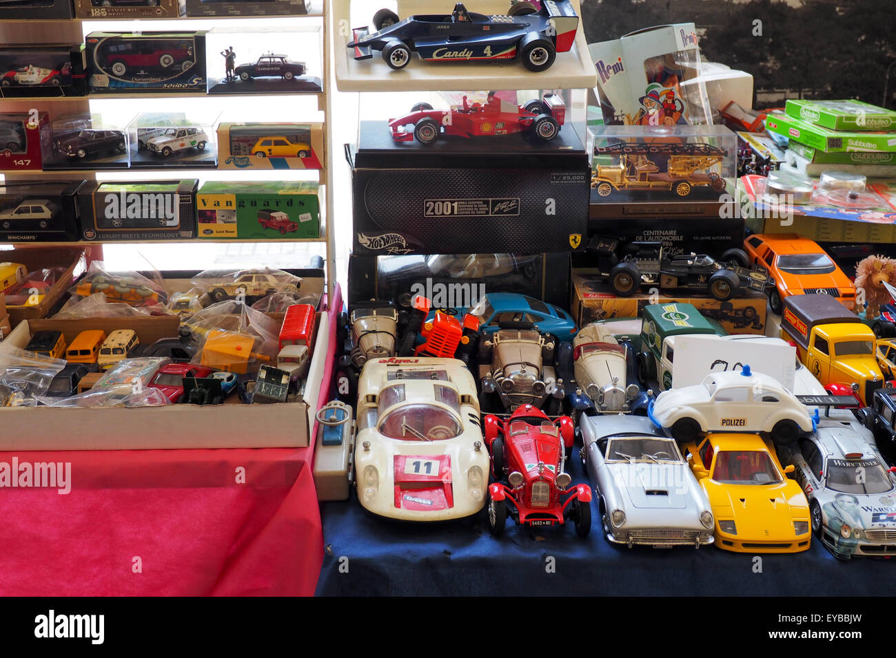 Collection of model cars on a table Stock Photo - Alamy