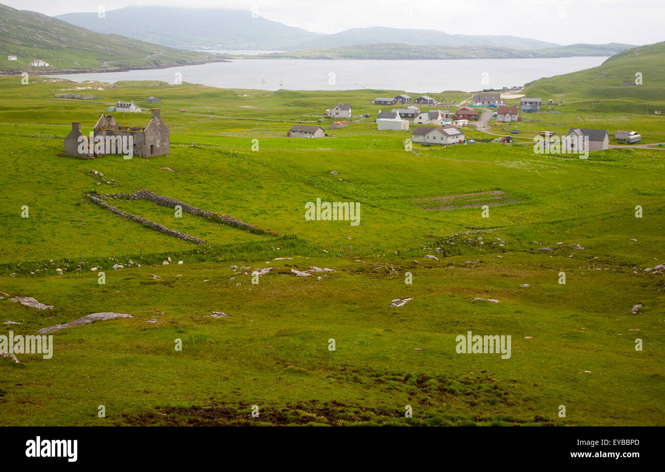 Houses in the crofting settlement village of Bhatarsaigh, Vatersay ...
