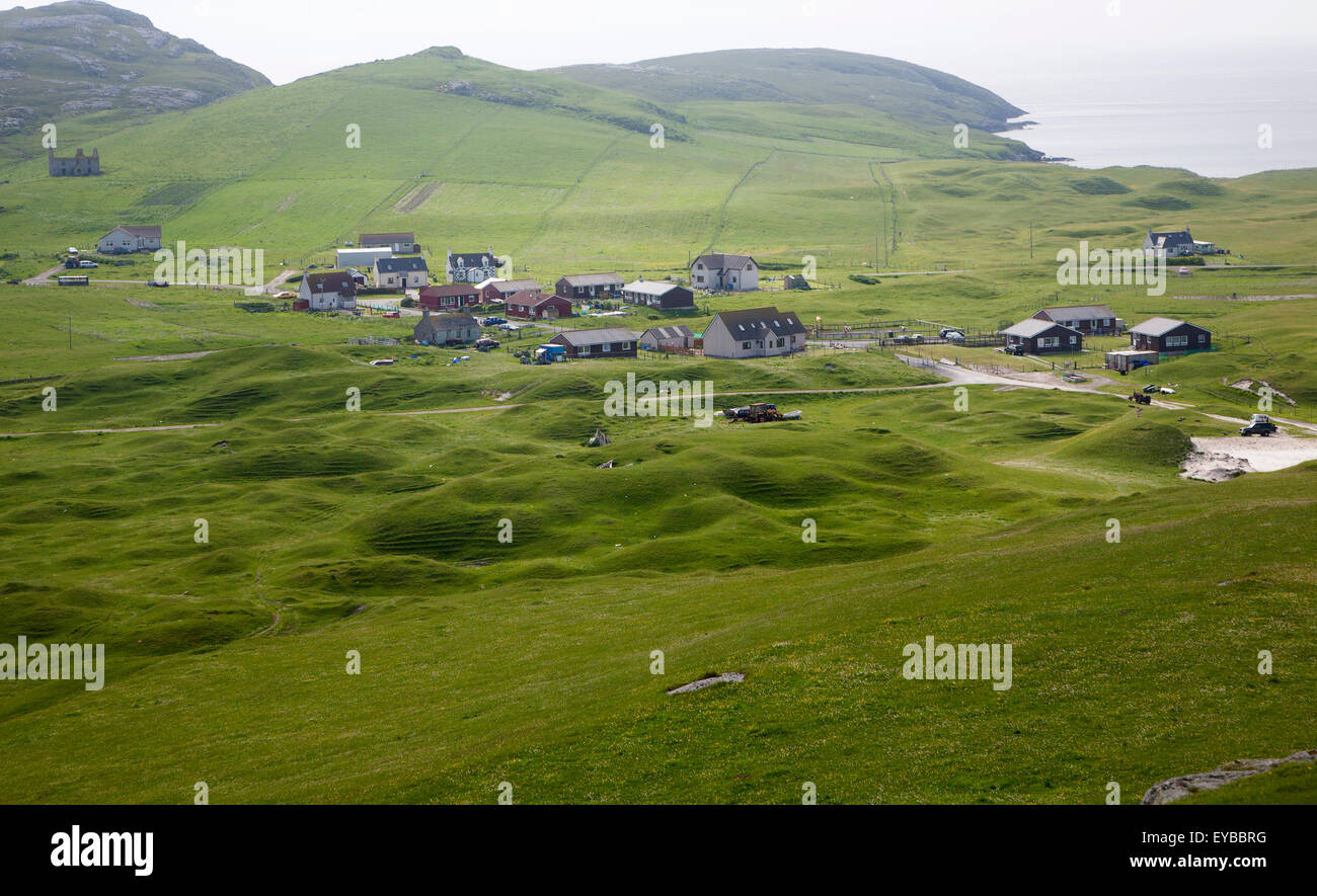Houses in the crofting settlement village of Bhatarsaigh, Vatersay ...