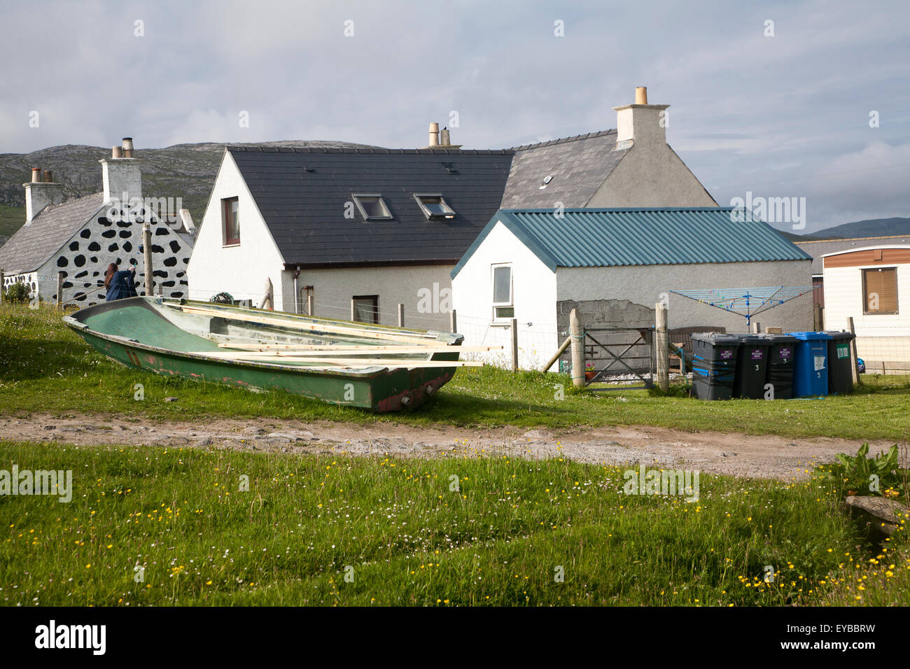 Houses in the crofting settlement village of Bhatarsaigh, Vatersay ...