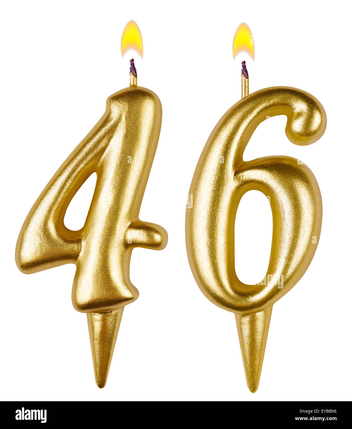 Birthday candles number forty six isolated on white background Stock ...