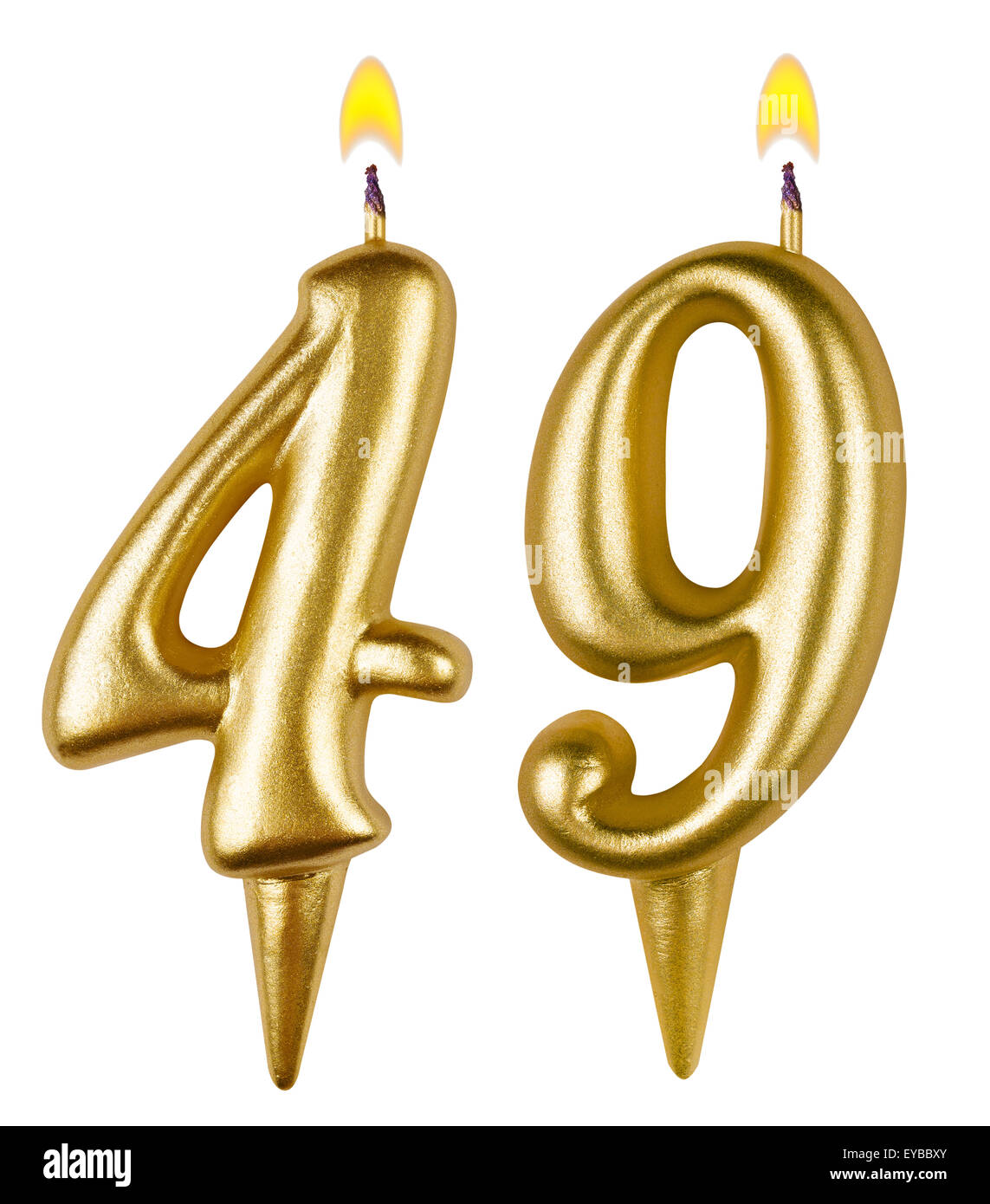 Birthday candles number forty nine isolated on white background Stock ...