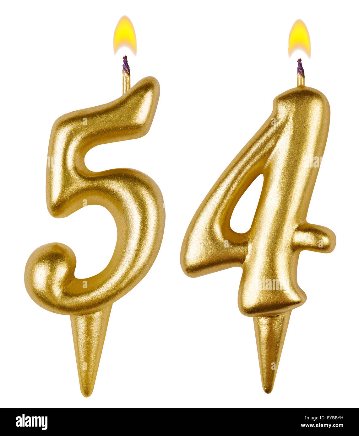 Birthday candles number fifty four isolated on white background Stock ...