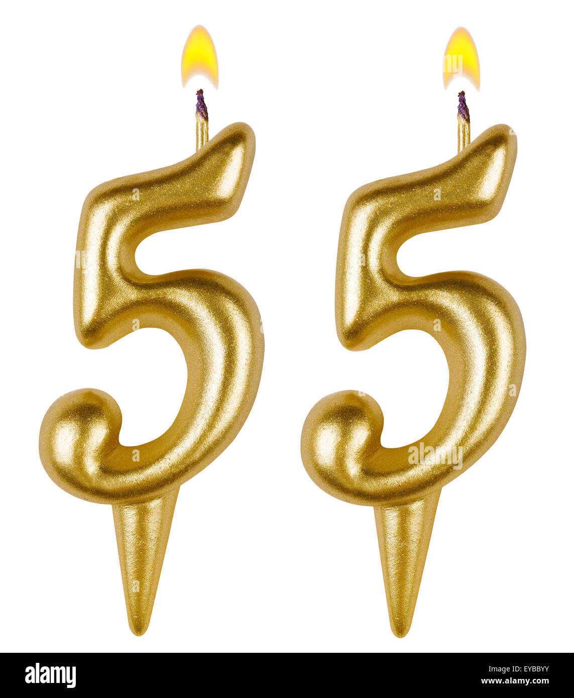 Birthday candles number fifty five isolated on white background Stock ...