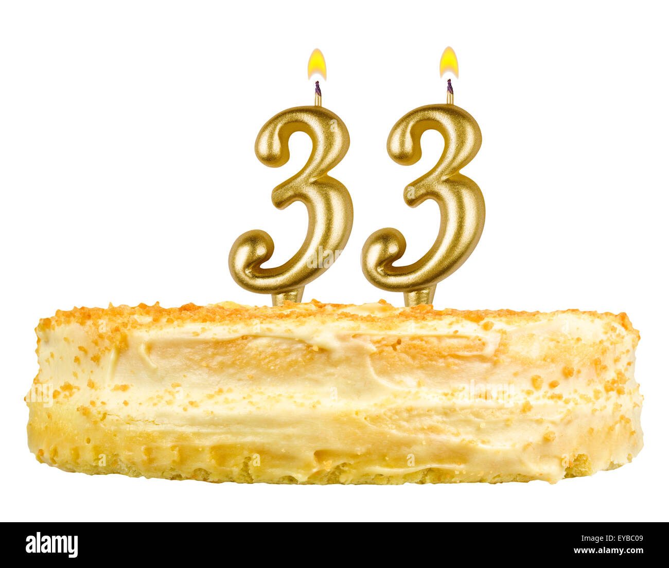 birthday cake with candles number thirty three isolated on white ...