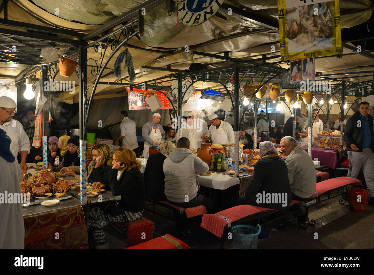 A North African Arabic food stall at night in Marrakesh, Morocco Stock ...