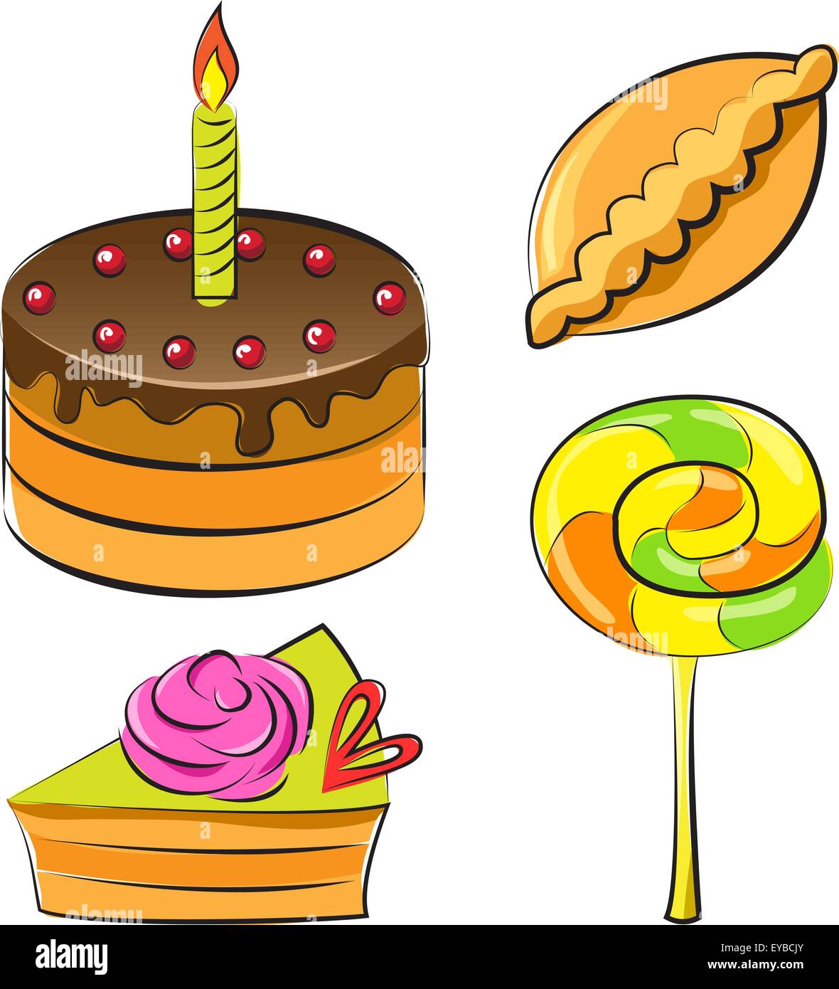 Vector illustration. A set of sweets in colour Stock Vector Image & Art ...