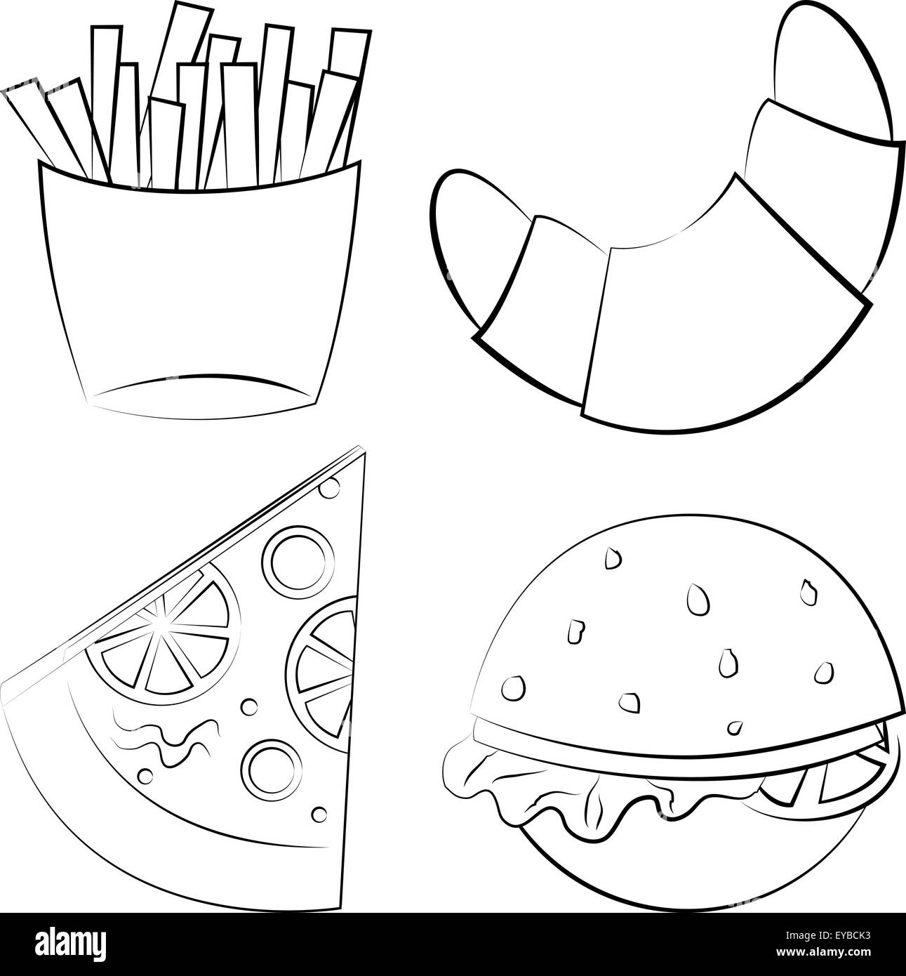 French food sketch set Black and White Stock Photos & Images - Alamy