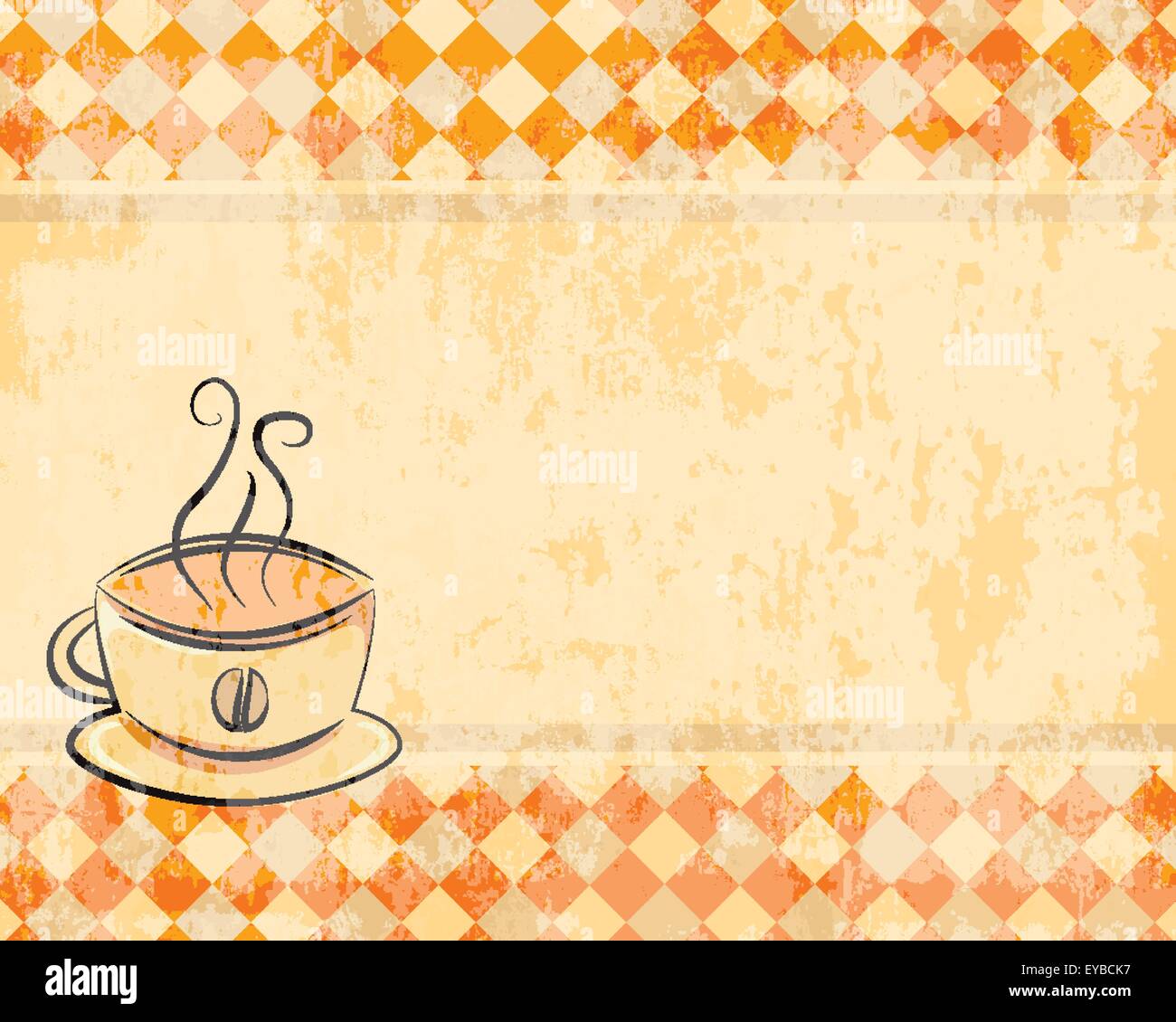retro checkered background with a cup of coffee Stock Vector Image ...