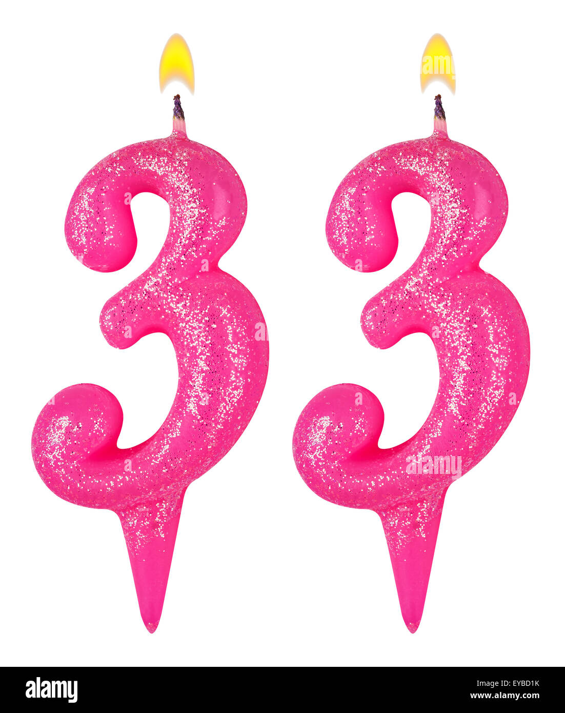 Birthday candles number thirty three isolated on white Stock Photo - Alamy