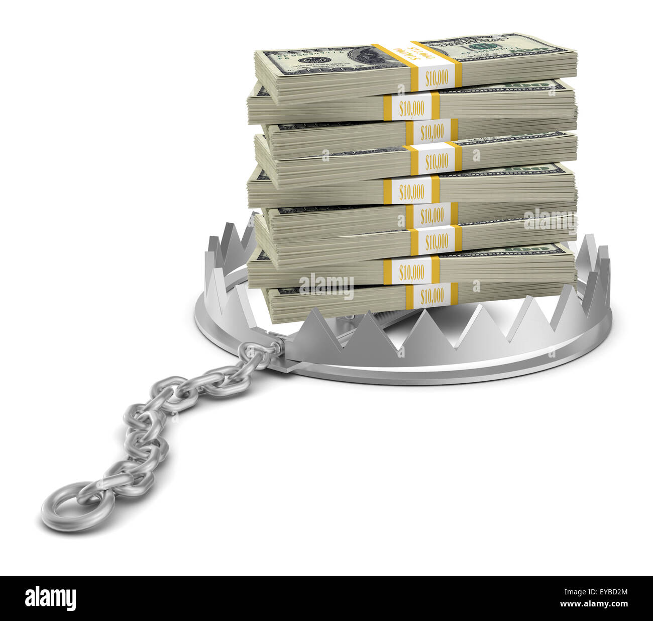 Stack of money in bear trap Stock Photo - Alamy