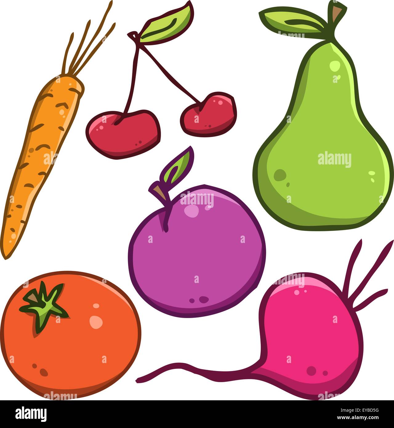 Vector set. Fruits and vegetables in the style of doodle Stock Vector ...