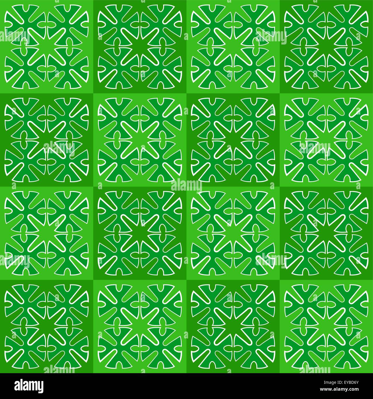 Vector repeating tiled background. Green squares with ornament ...