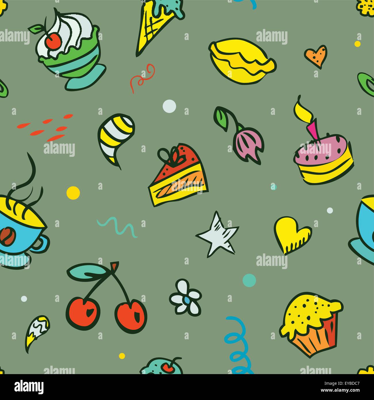 Vector seamless background for children with sweets Stock Vector Image ...