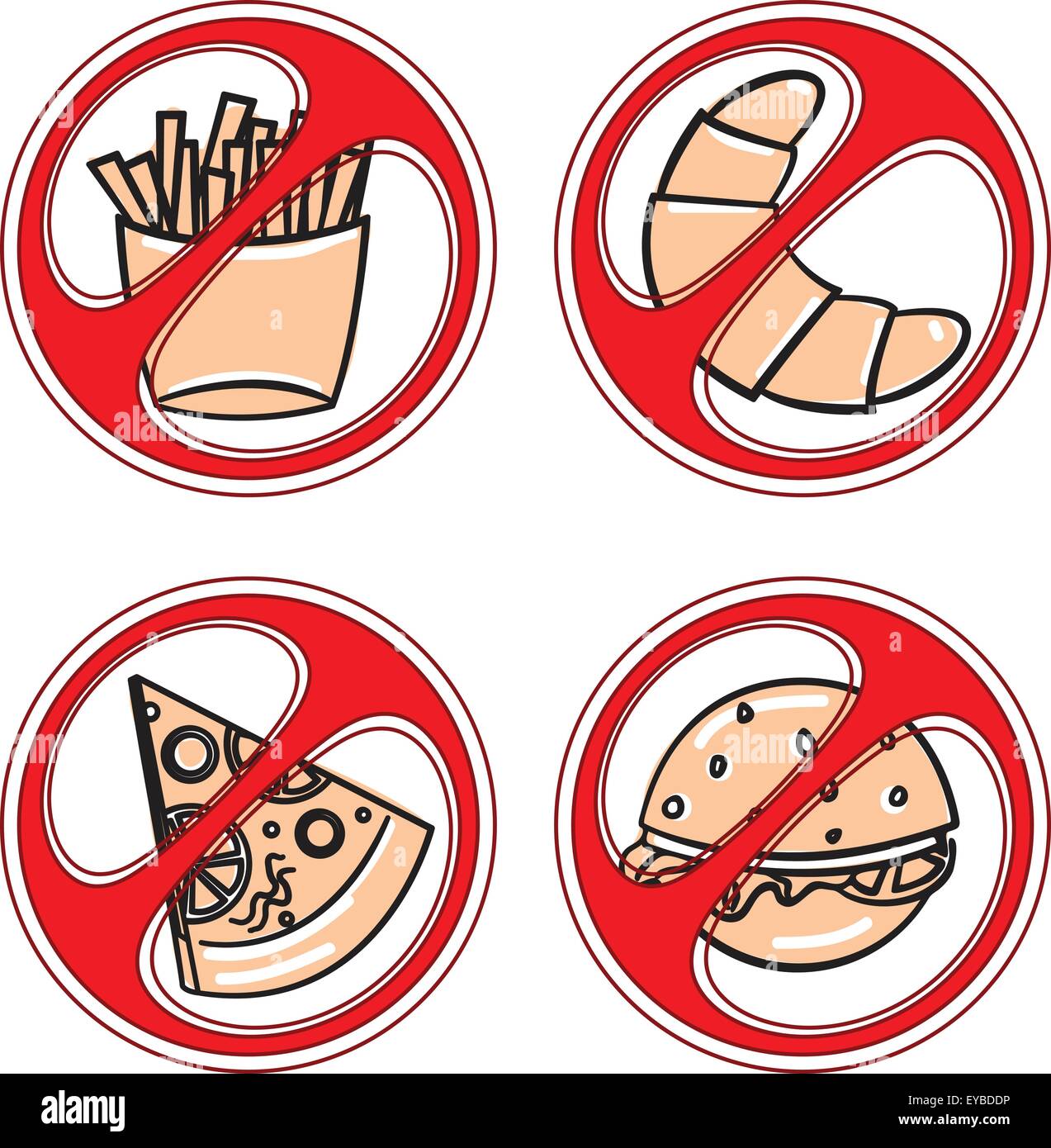 Vector set of signs prohibiting fast food Stock Vector Image & Art - Alamy