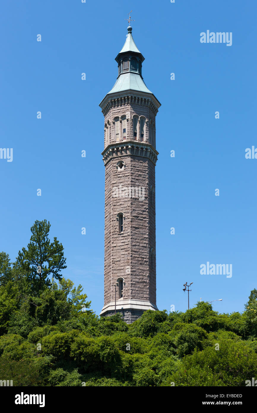 View of the octagonal Water Tower in Highbridge Park in Manhattan in ...