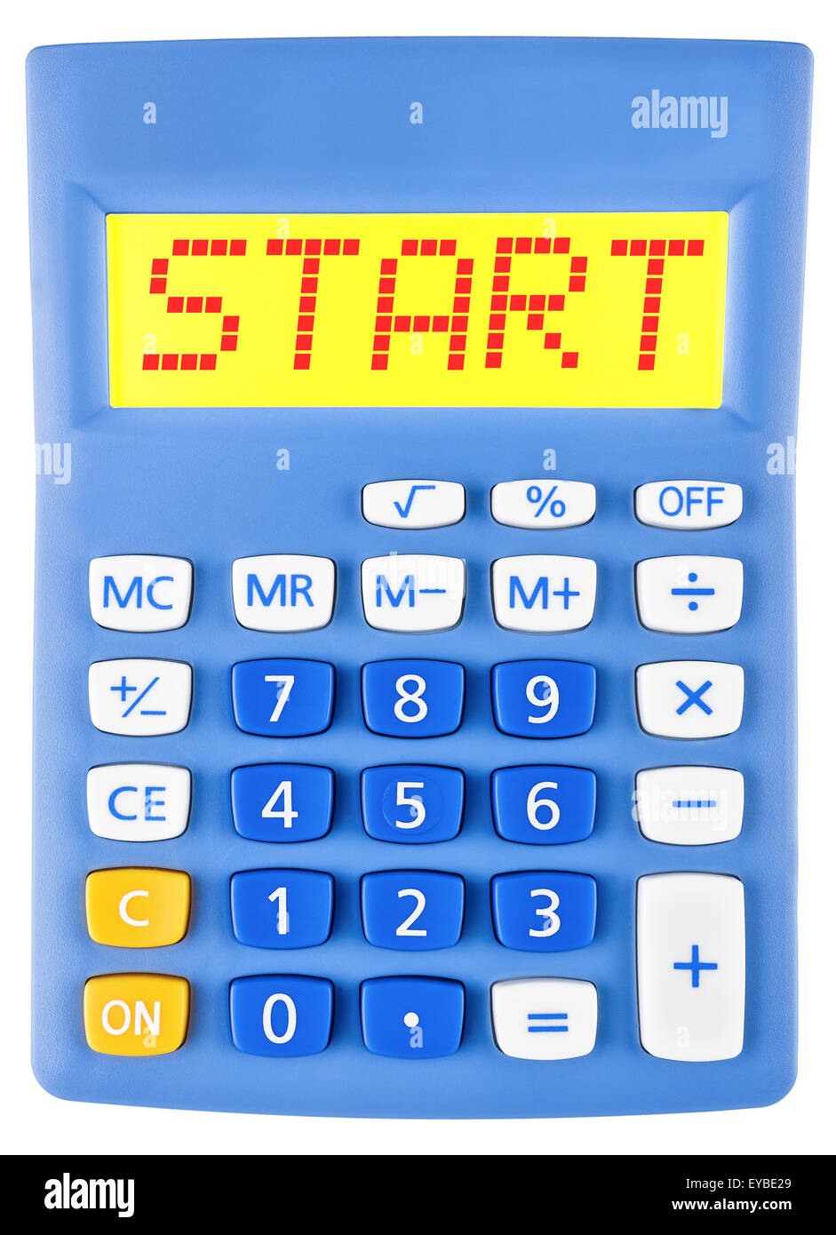 Calculator with START on display isolated on white background Stock ...