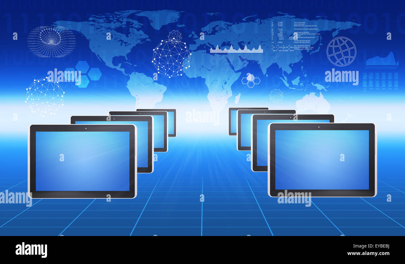 Set of tablets with world map Stock Photo - Alamy