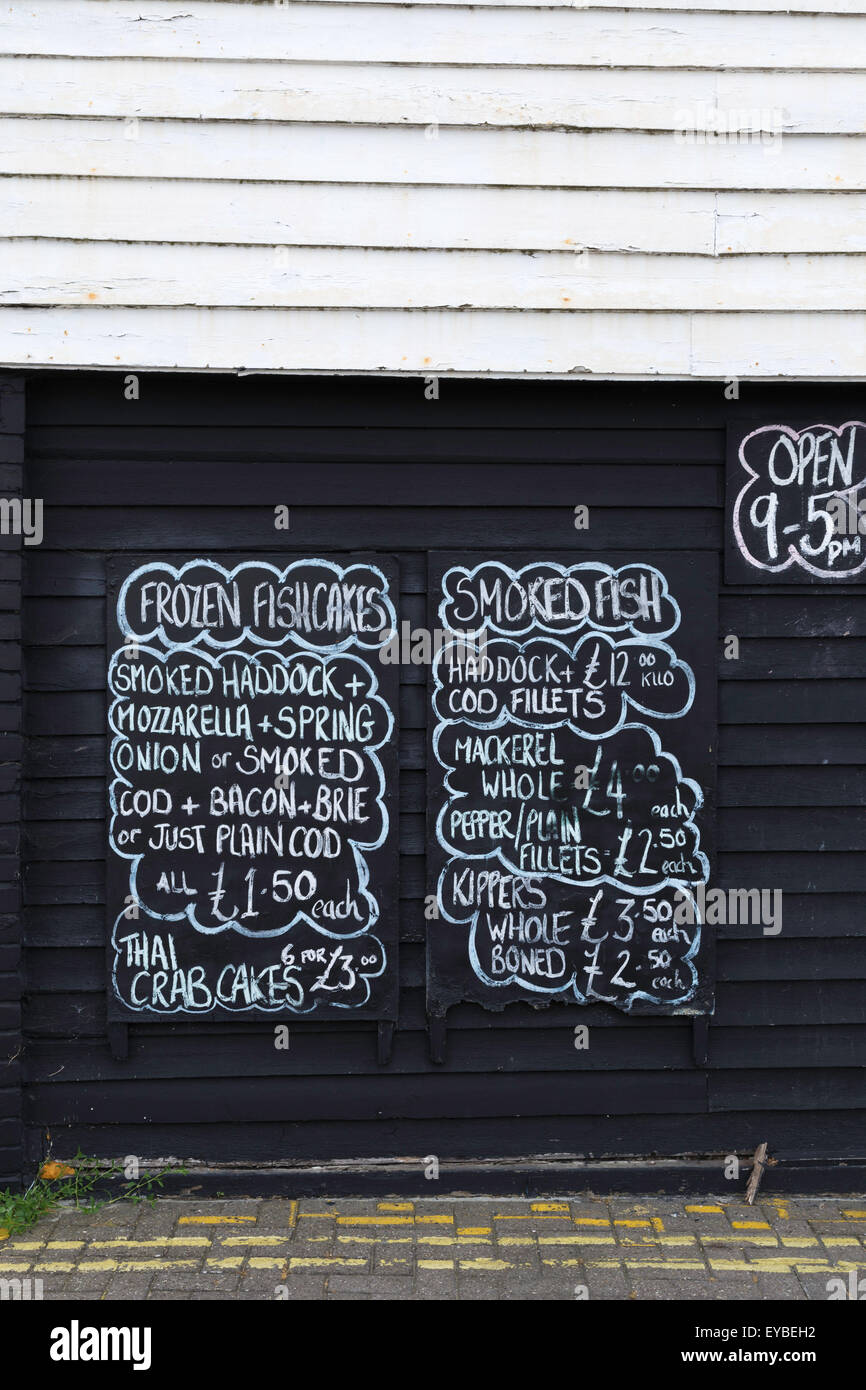 Blackboard Signs Showing Fish for Sale and Prices Stock Photo - Alamy