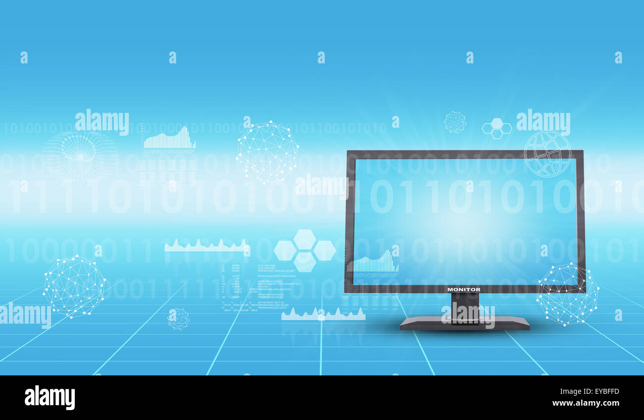 Monitor with graphs Stock Photo - Alamy